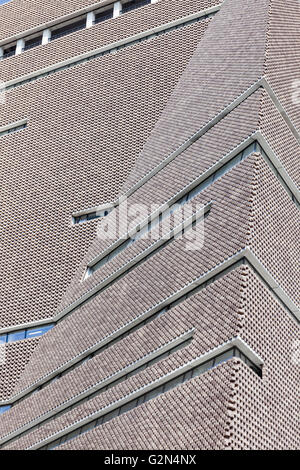 Tate Modern extension, Bankside, London. Exterior detail of perforated ...