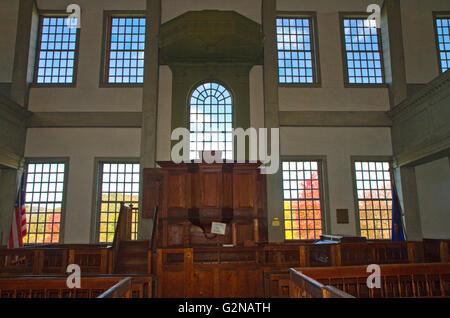 Interior of the Rockingham Meeting House in Rockingham, Vermont, USA ...