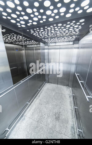 interior massive steel elevator - lighting led Stock Photo - Alamy
