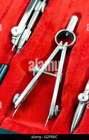 Vintage set of architectural drawing instruments. Closeup view Stock ...