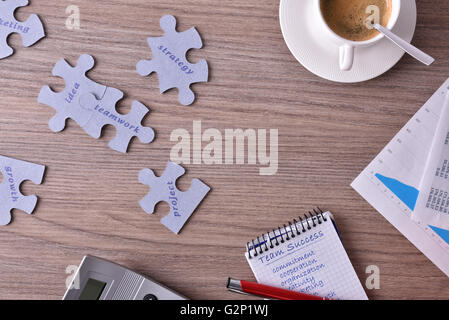 Representation of developing a business idea. Business table with ...