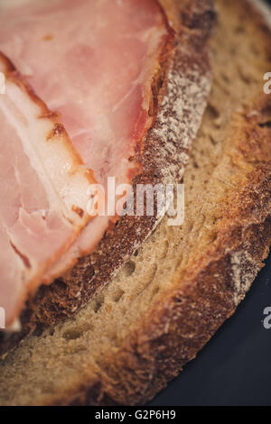 Slices of Bread with Ham, Butter and Chives Stock Photo - Alamy