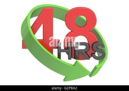48 hours delivery concept, 3D rendering isolated on white background ...