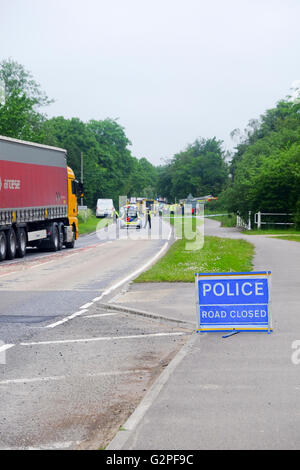 A338 closed after a serious accident Stock Photo - Alamy