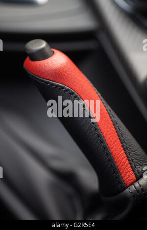 Close up shot of the hand brake of a car Stock Photo - Alamy