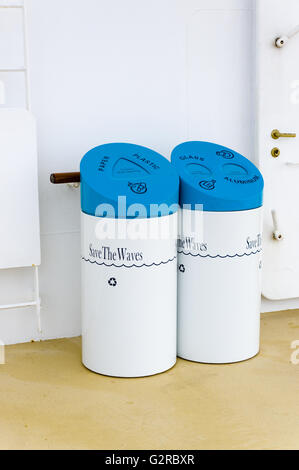 Recycle Bins on Cruise Ship Stock Photo - Alamy