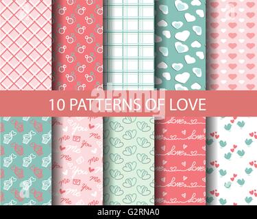 Cute and chic pink and blue patterns. Vector illustration Stock Vector ...