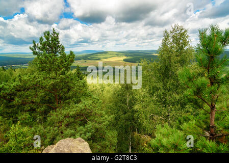 View of the village of Chernoistochinsk Sverdlovsk region from the top ...