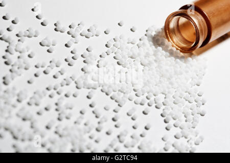 Homeopathic Pills in glass tubes, close-up Stock Photo - Alamy