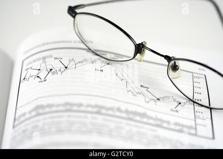 Stock analysis with chart and glasses Stock Photo - Alamy