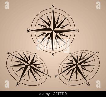 Set the wind rose in old retro style. Vector illustration Stock Vector ...