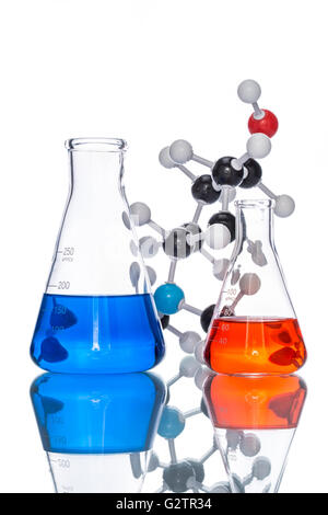 Molecular Structure and colorful liquid on white background Stock Photo ...
