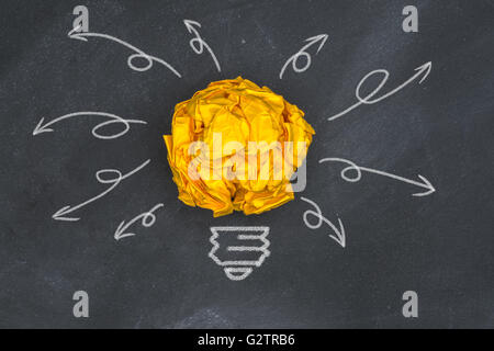 New good ideas, Paper Ball on Blackboard and lightbulb shape Stock ...