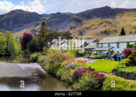 Grange, Cumbria, England, UK, Europe. Old arched bridge over the River ...