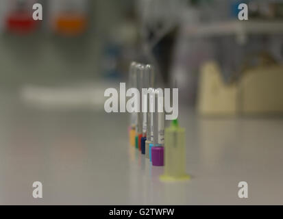 vials of blood tests and stethoscope Stock Photo - Alamy
