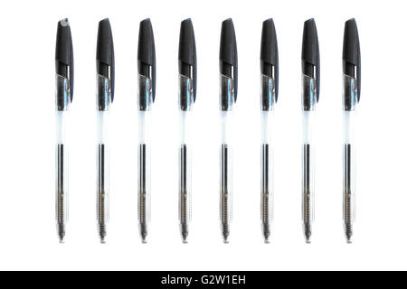 Black biro pens photographed against a white background Stock Photo - Alamy