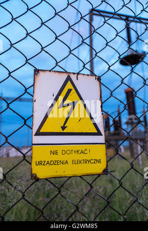 Warning sign outside an electricity substation saying "Danger, 33,000 ...