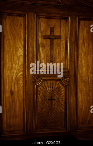 Traditional wooden confessional Stock Photo - Alamy