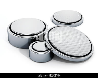 Stack of button cells. 3D illustration Stock Photo - Alamy