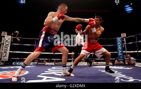 Steven Lewis (left) fights Marek Laskowski at the Echo Arena, Liverpool ...