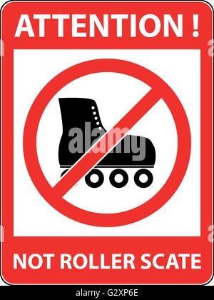 Warning sign no roller skates, illustration, vector on a white ...