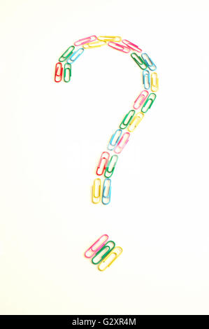 Colourful paper clips - question mark Stock Photo - Alamy