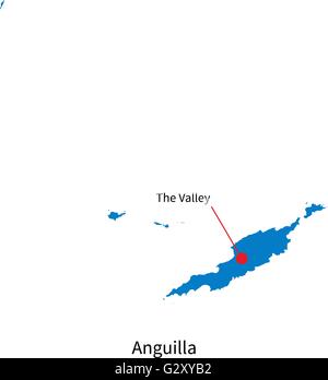 Anguilla Political Map with capital The Valley. British Overseas Stock ...