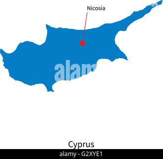 Detailed map of Cyprus and capital city Nicosia with flag on black ...