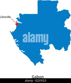 Gabon Political Map with capital Libreville, national borders, most ...