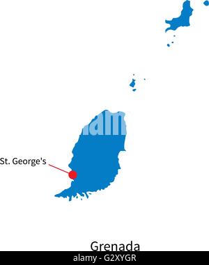St George's Grenada. Detailed Country Map with Location Pin on Capital ...