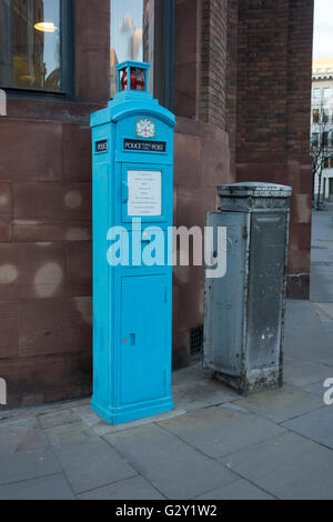 Police blue telephone box at Queen Victoria Street City of London ...