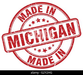 made in Michigan red grunge round stamp Stock Vector Image & Art - Alamy