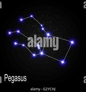 Pegasus constellation. Starry night sky. Cluster of stars and galaxies ...