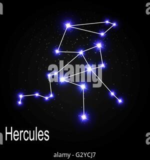 Hercules constellation. Starry night sky. Cluster of stars and galaxies ...