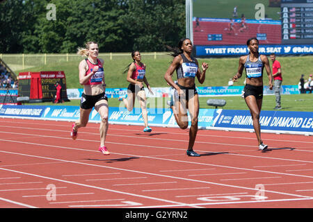 Birmingham, UK. 5th June, 2016. David Rudisha takes first place with a ...