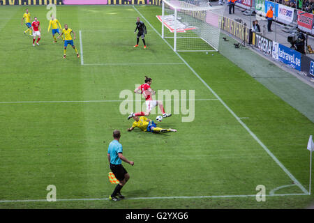 Gareth Bale of Wales in action against Azerbaijan. Wales v Azerbaijan ...