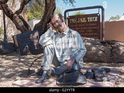 Arizona, Wickenburg, Historic Downtown, Felon Sculpture and Jail Tree ...