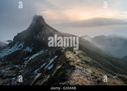 Top of Sibayak Volcano at sunrise, Berastagi (Brastagi), North Sumatra ...