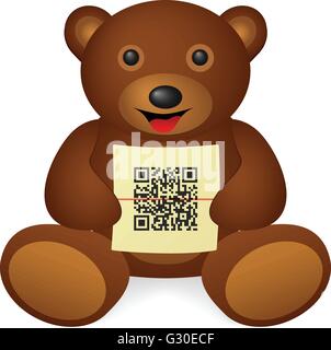 Teddy bear QR code on a white background. Vector illustration Stock ...