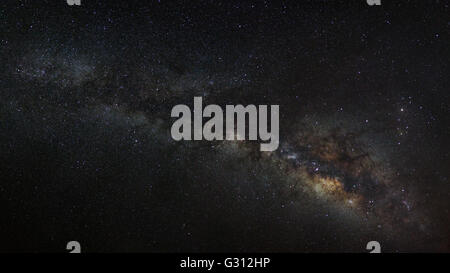 Panorama milky way galaxy. Long exposure photograph.With grain Stock ...