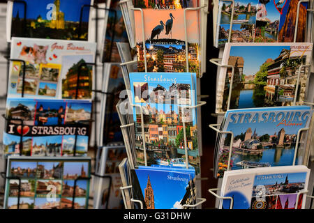 POSTCARD AND SOUVENIR SHOP DISPLAY STRASBOURG ALSACE FRANCE Stock Photo ...