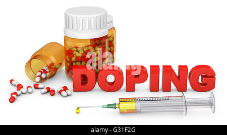 syringe and volumetric sign doping, 3d render Stock Photo - Alamy
