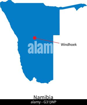 Windhoek city map, capital of Namibia. Municipal administrative black ...