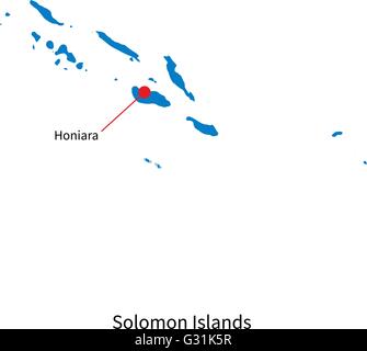 Solomon Islands political map with capital Honiara on Guadalcanal Stock ...