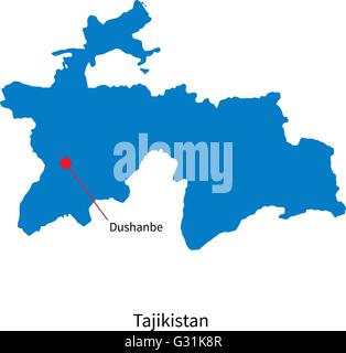 Detailed physical map of Tajikistan Stock Vector Image & Art - Alamy