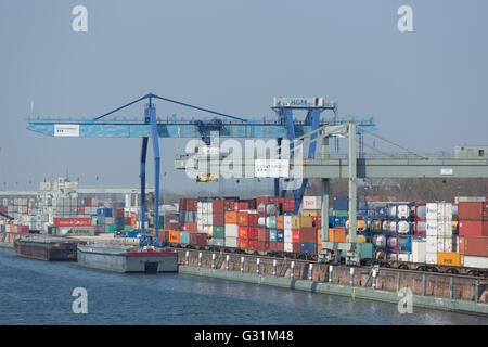 Container handling at the Port of Mannheim, Germany Stock Photo - Alamy