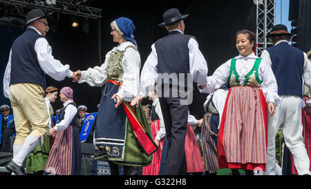 Swedish folk dance during National day celebration in the Olai Park of ...