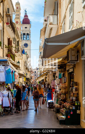 Tourist Shopping in Corfu Town, Corfu, Ionian Islands, Greece Stock ...