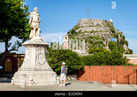 The Statue Of General Schulenburg Outside The Old Fortress, Corfu Town ...