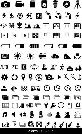 Camera portrait mode white icons on edged square buttons in various ...